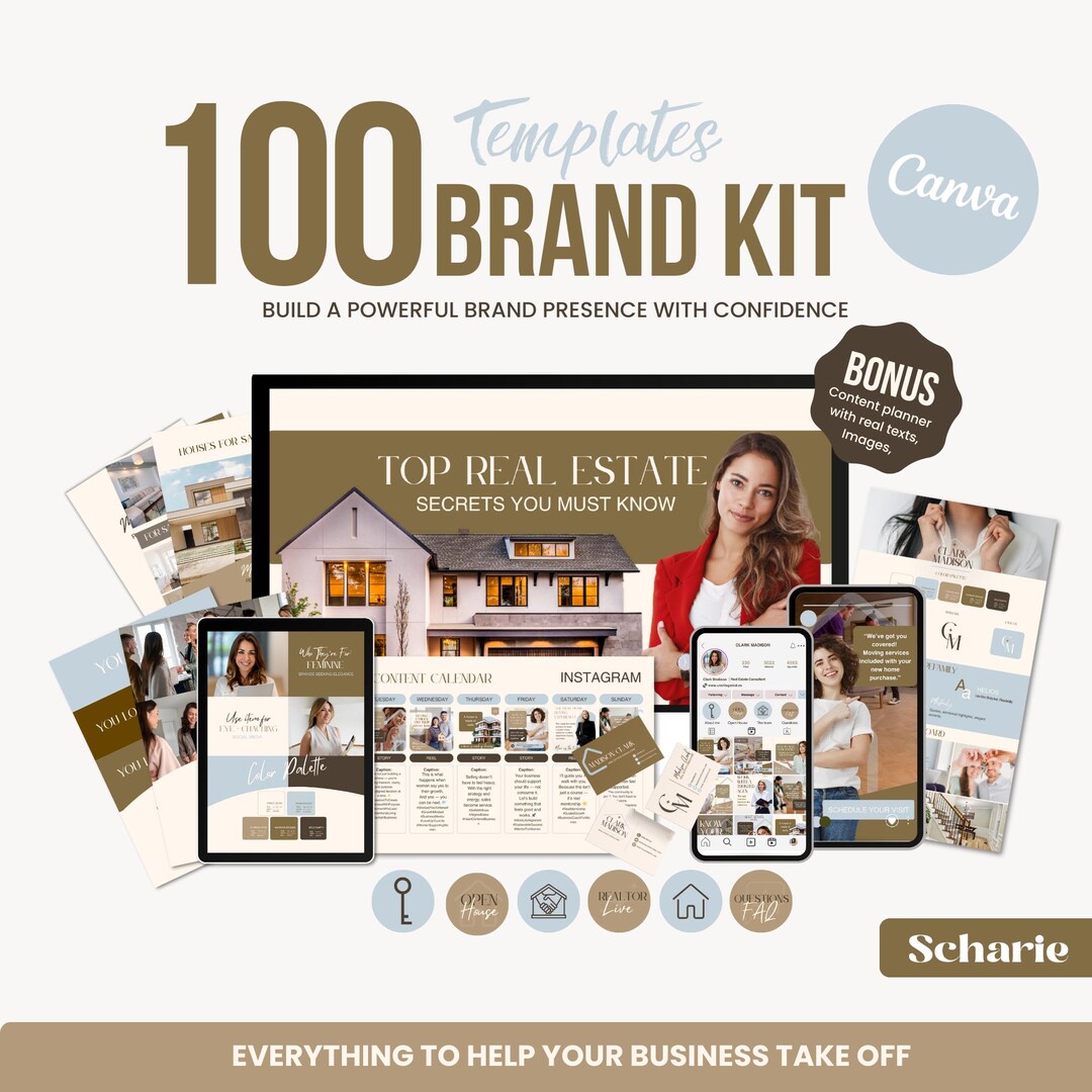 Realtor Branding Kit – Canva Logo, Color Palette & Real Estate Social ...