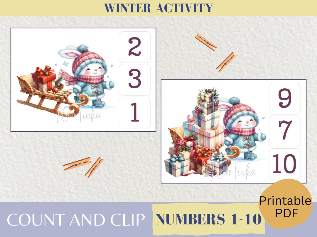 Christmas Count and Clip Cards 1-10, Winter Count and Match Game ...