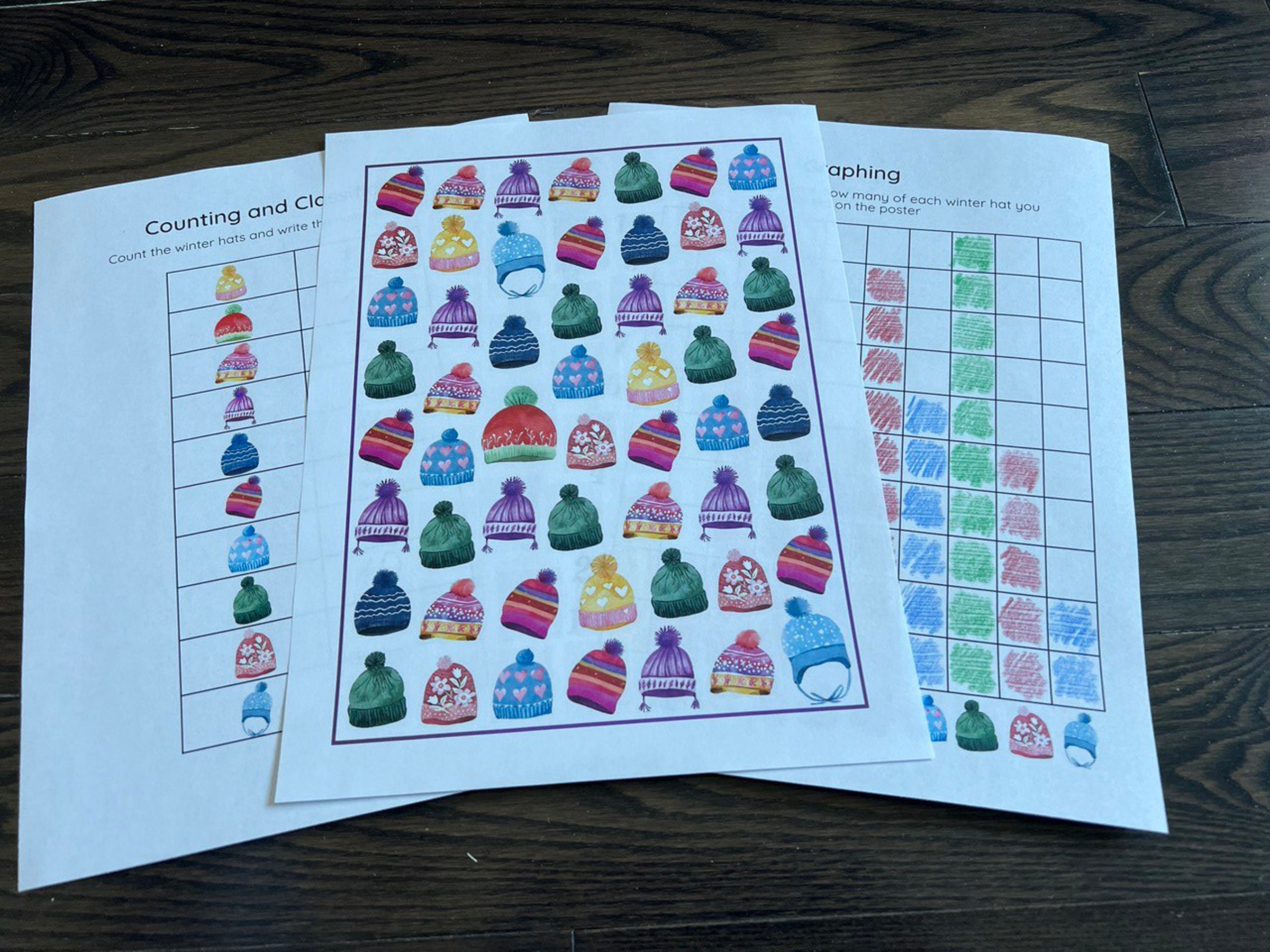 Winter Count and Graph Worksheets, Winter Math Activity, Counting 1-10 ...