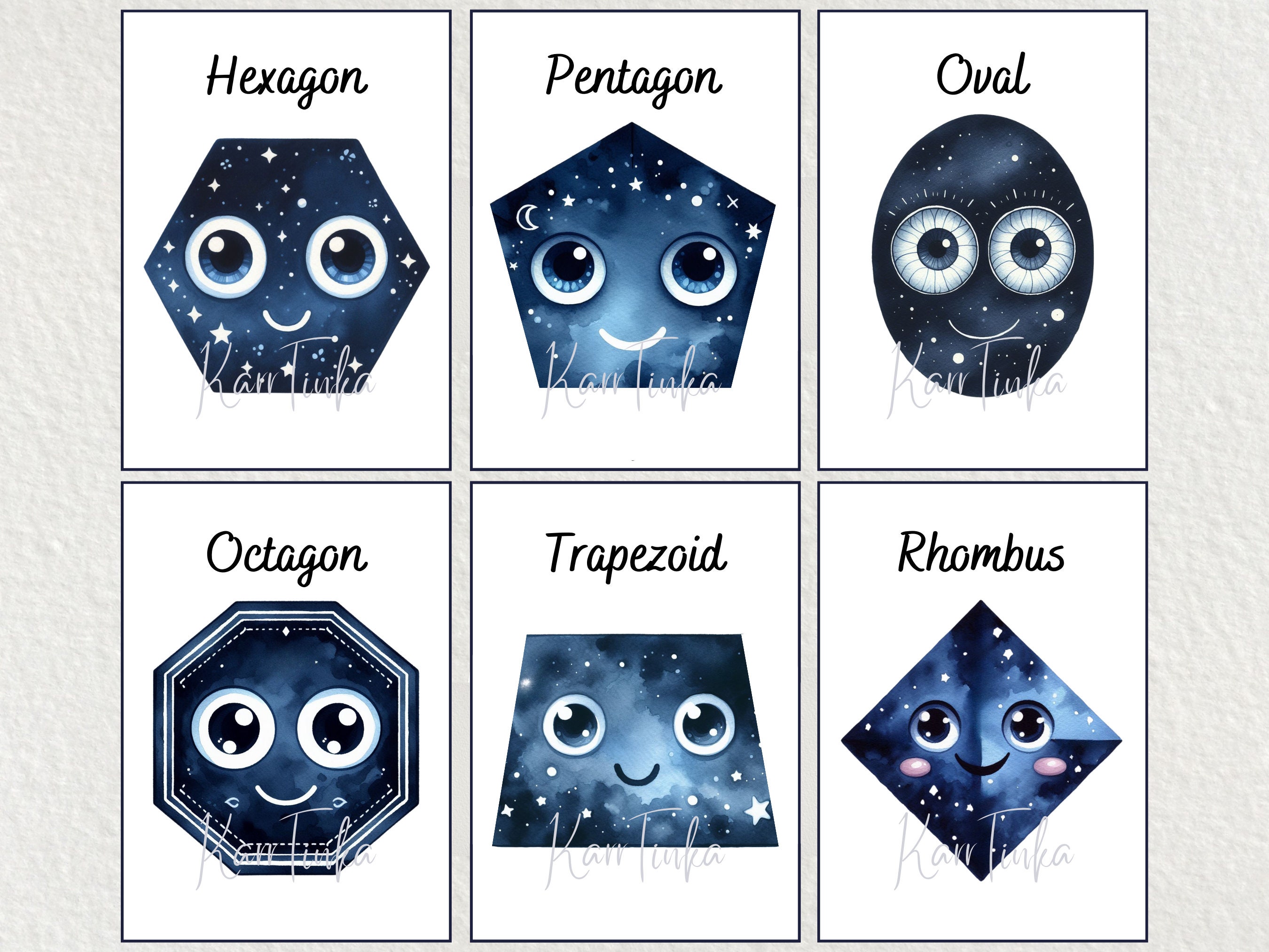 Cute Shapes Flash Cards, Shape Matching Game, Toddler Shape Sorting ...