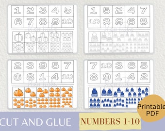 Heart Count Cut & Glue 1-10, Valentine's Math Activity, Preschool Math ...