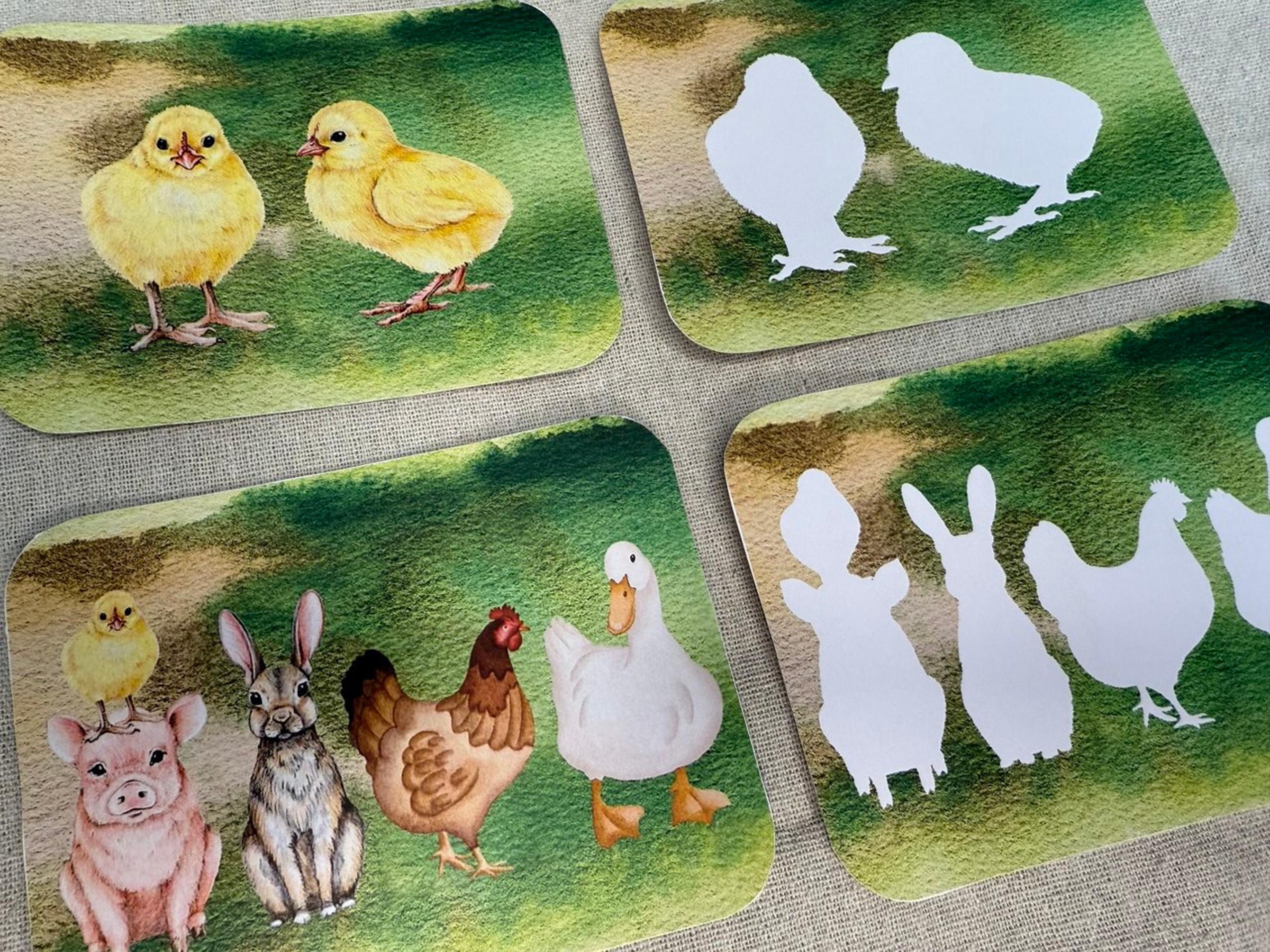 Farm Animals Shadow Matching Cards, Animal Pattern Matching Game ...