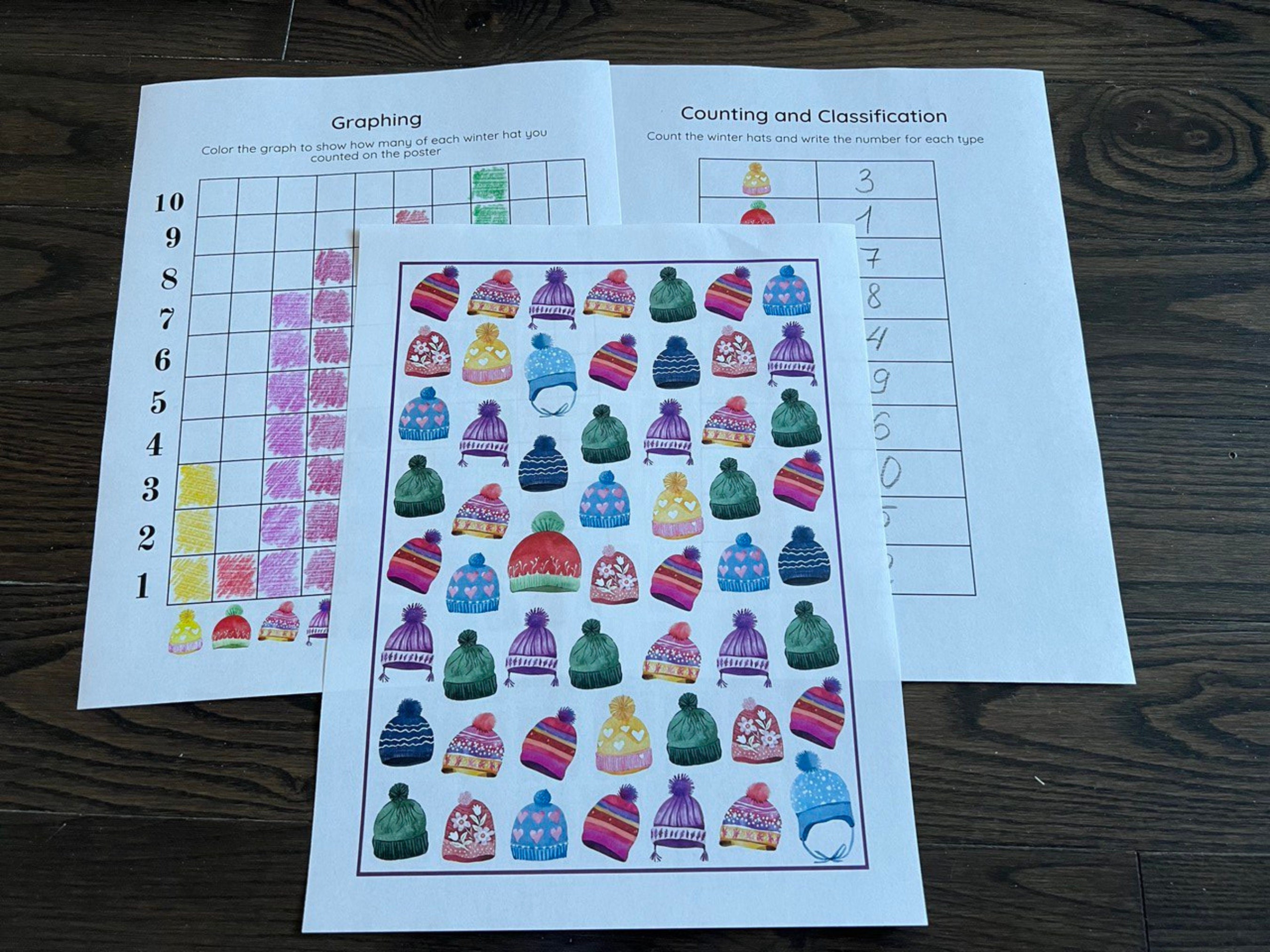 Winter Count and Graph Worksheets, Winter Math Activity, Counting 1-10 ...