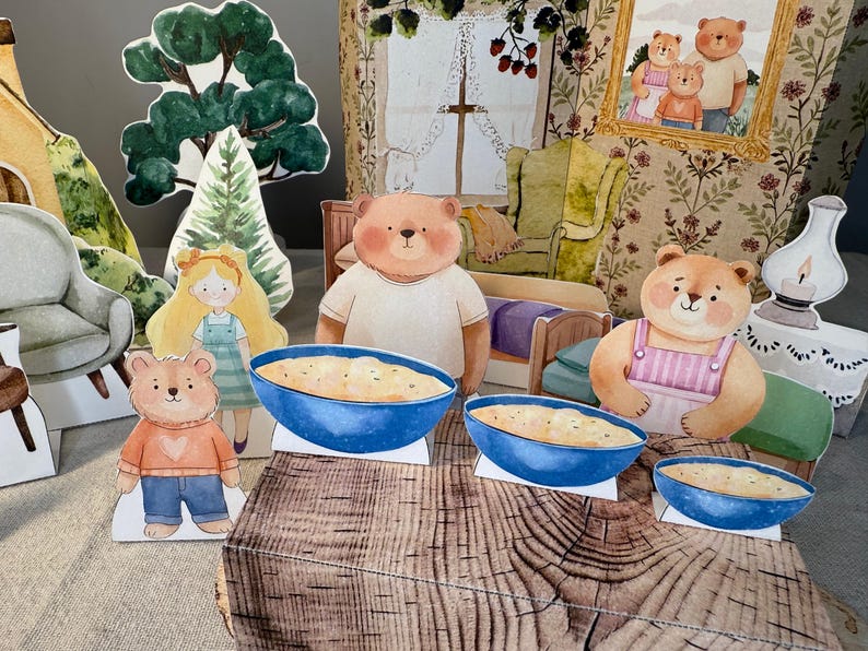 Goldilocks and the Three Bears Printable Playset, Fairytale ...