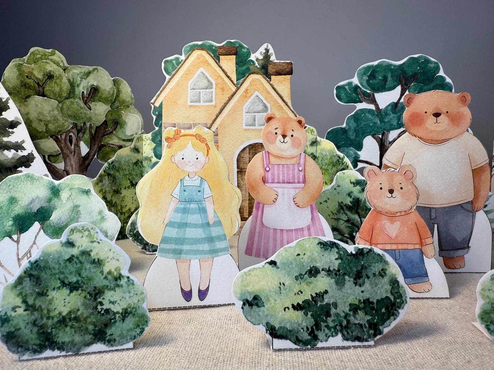 Goldilocks and the Three Bears Printable Playset, Fairytale ...