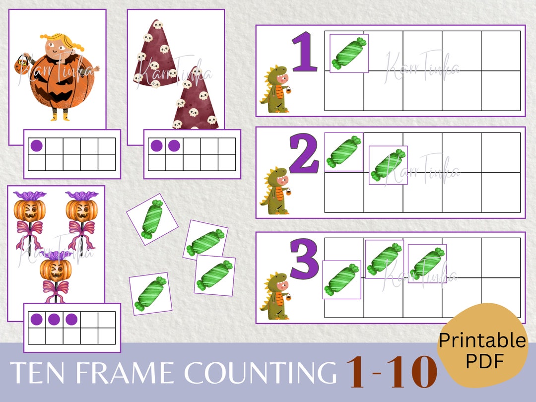 Halloween Ten Frame Counting Cards, Number 1-10, Count and Match ...