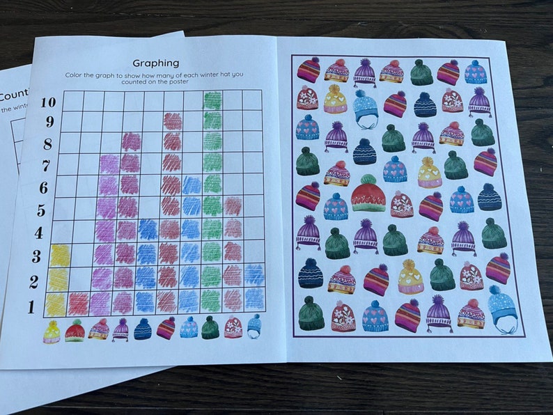 Winter Count and Graph Worksheets, Winter Math Activity, Counting 1-10 ...