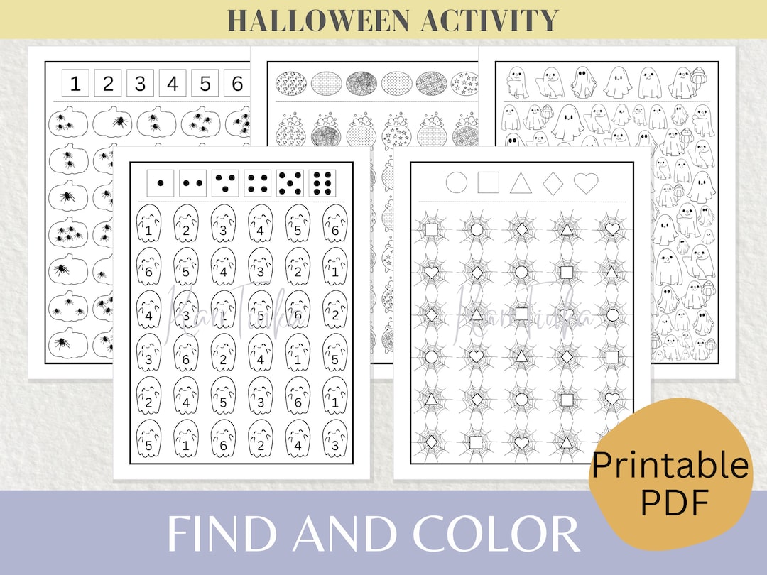 Halloween Find and Color Worksheets, Coloring Pages, Color Recognition ...