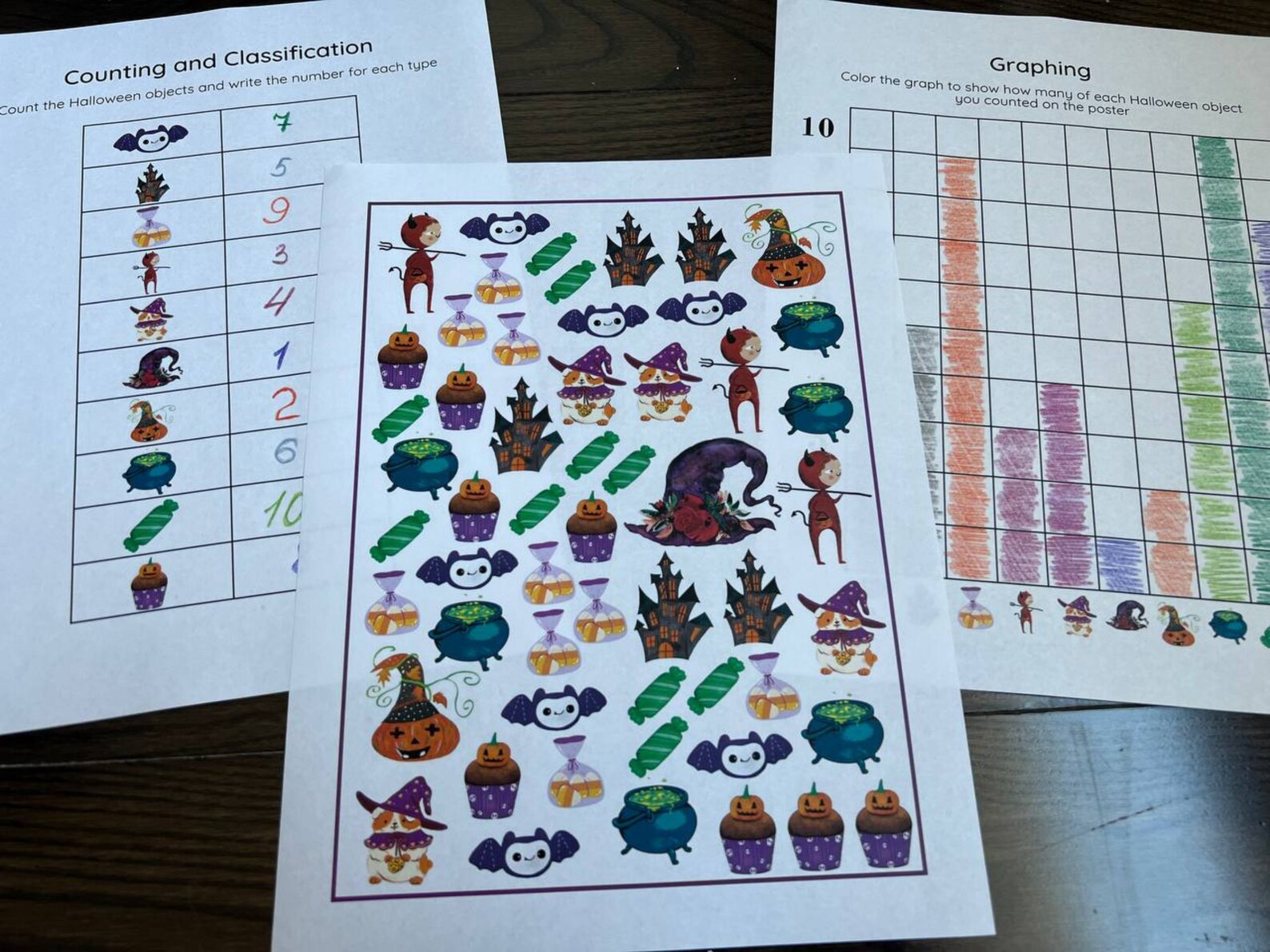 Halloween Count and Graph Worksheets, Math Activity, Counting 1-10 ...