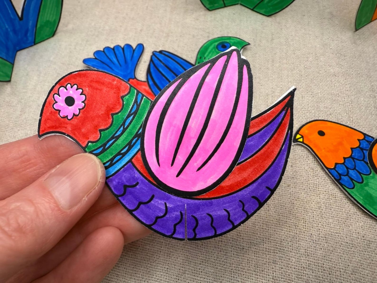 Spring Summer Bird Flower Coloring Set, Kids DIY Flowers Coloring Page ...