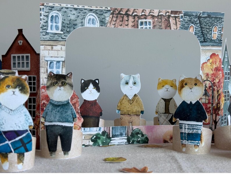 Autumn Puppet Theater, Paper Puppet Theater, Play Craft Toy, DIY Kids ...