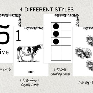 Farm Numbers 1 to 10 Flash Cards Printable, Nature Flashcards, Counting ...