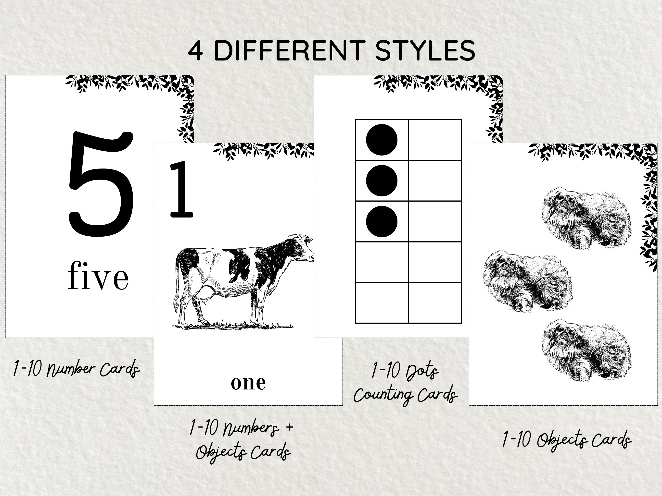 Farm Numbers 1 to 10 Flash Cards Printable, Nature Flashcards, Counting ...