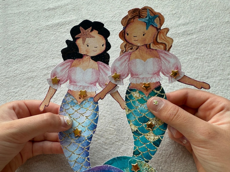 Articulated Mermaid Paper Dolls, Movable Mermaid Paper Doll, Play Craft ...