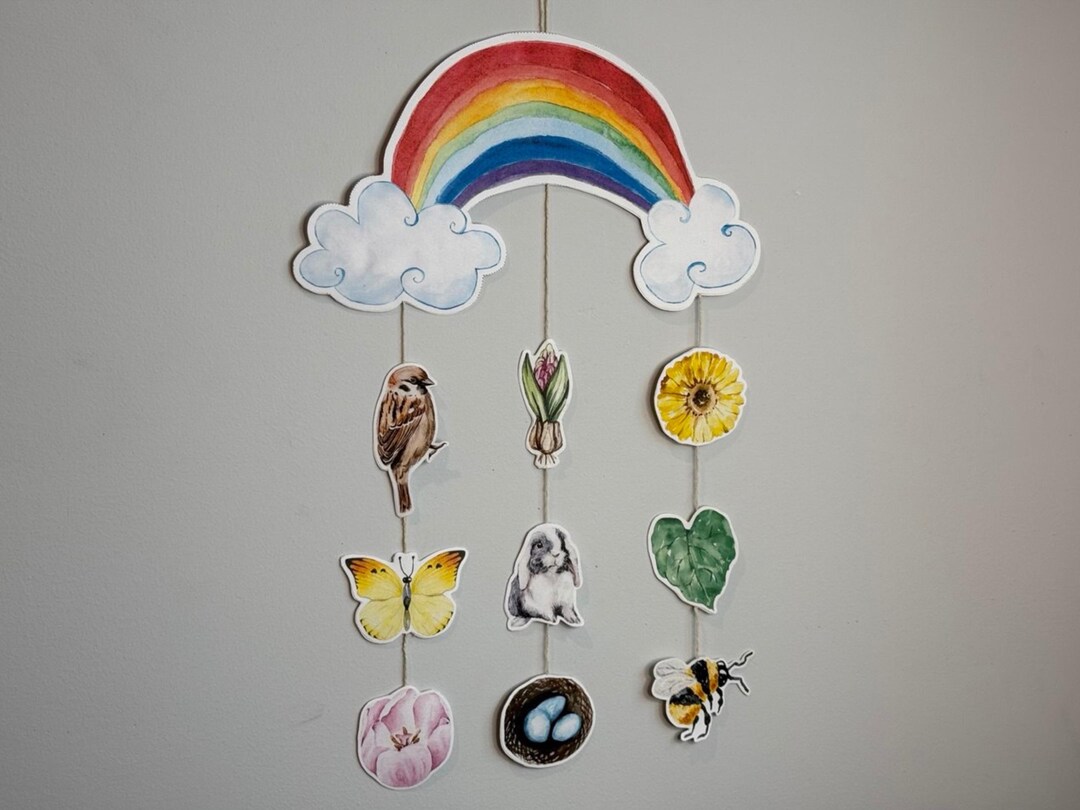 Spring Paper Mobile, Printable Wall Hanging, DIY Paper Spring Decor ...