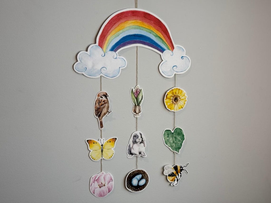 Spring Paper Mobile, Printable Wall Hanging, DIY Paper Spring Decor ...