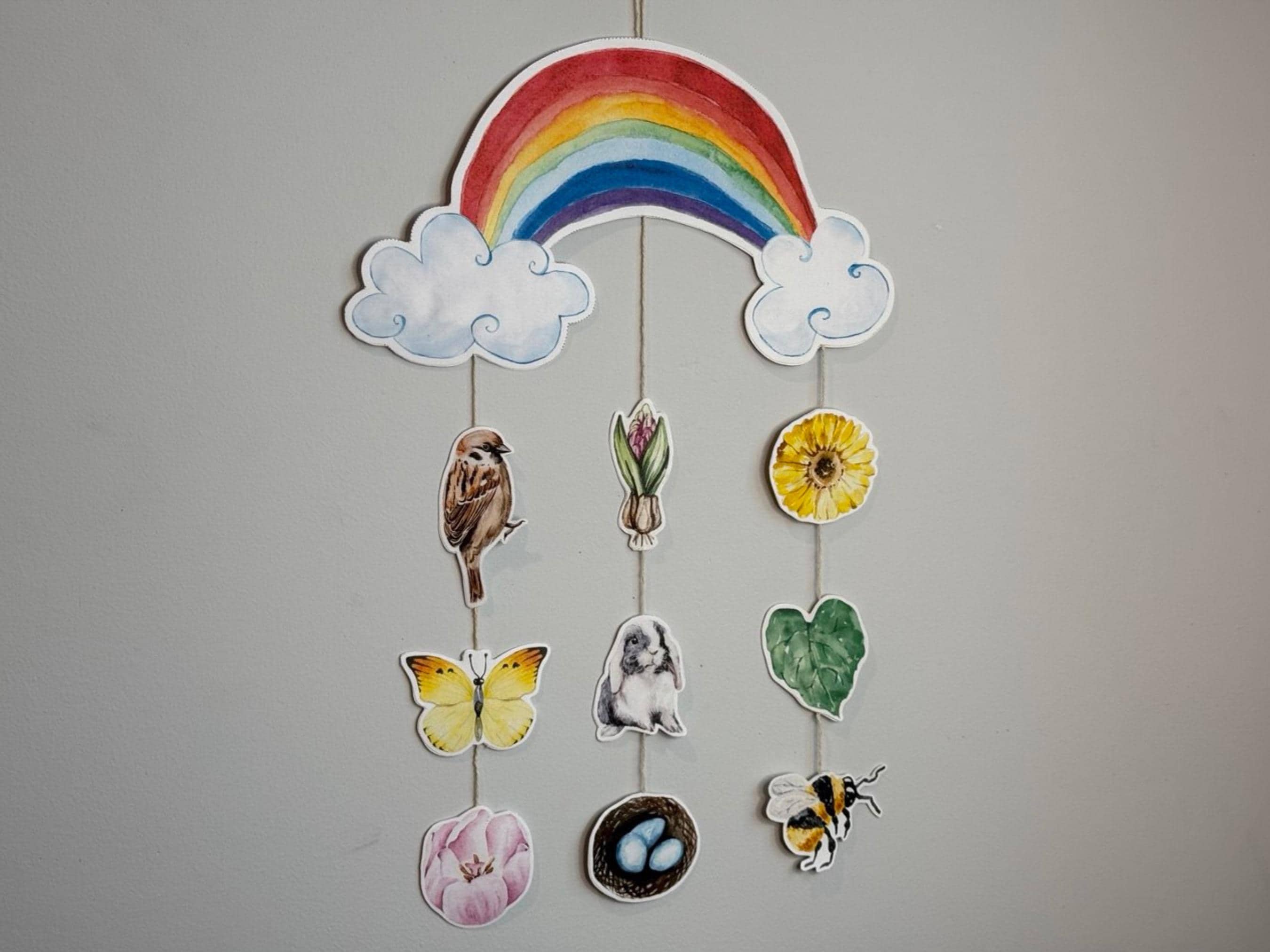 Spring Paper Mobile, Printable Wall Hanging, DIY Paper Spring Decor ...