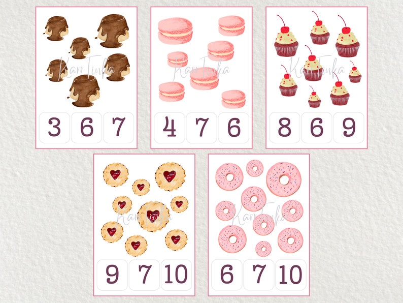 Sweets Count and Clip Cards, Count and Match, Numbers Learning, Toddler ...