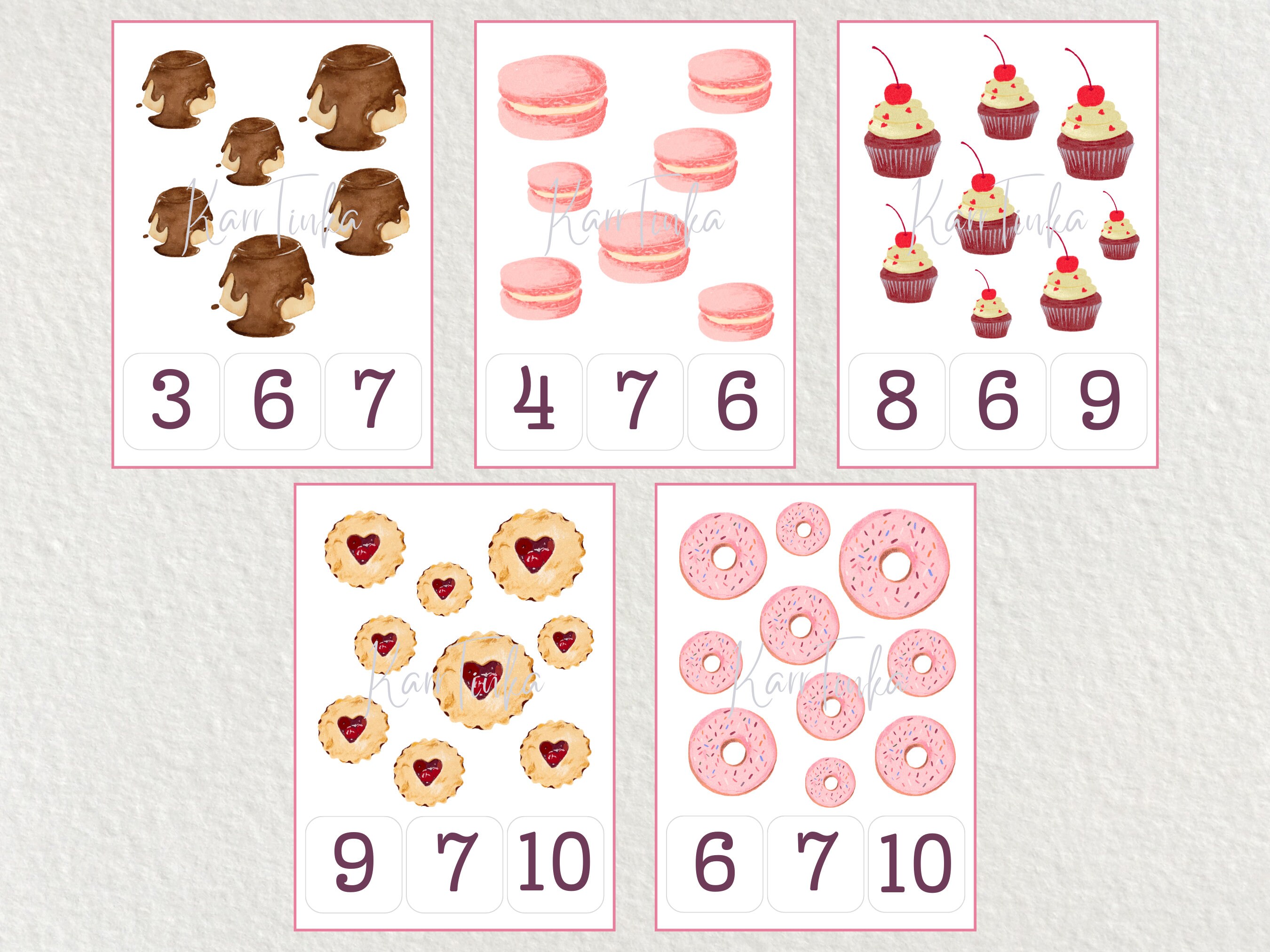 Sweets Count and Clip Cards, Count and Match, Numbers Learning, Toddler ...