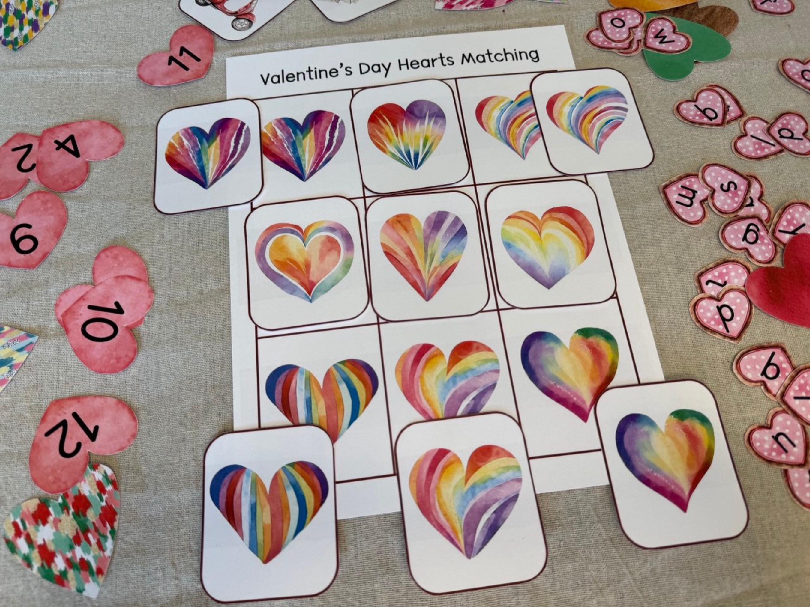 Valentine's Day Matching Activity Pack, Valentine Learning Worksheets ...