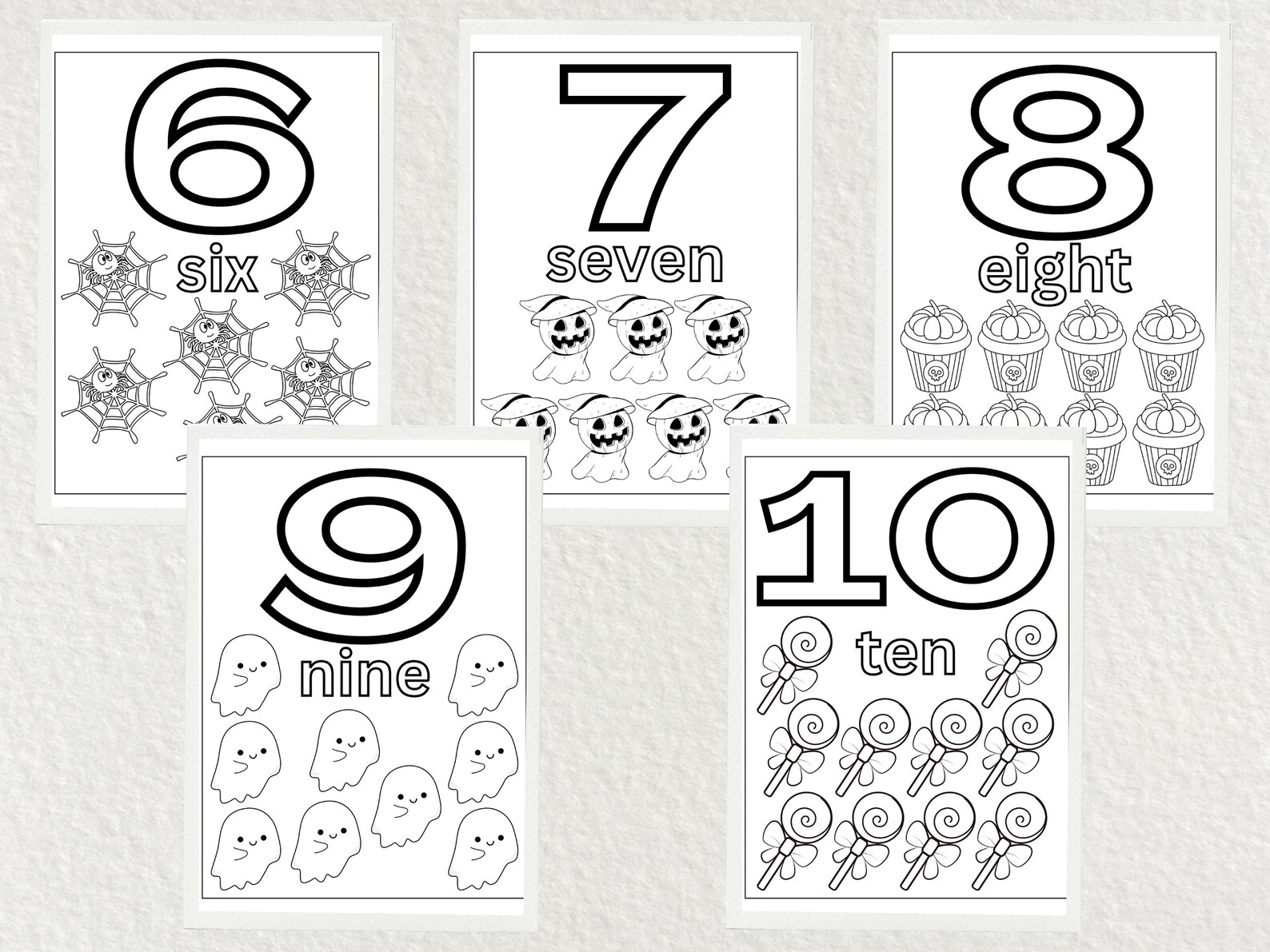 Halloween 1-10 Numbers Printable Coloring Page Worksheets, Number ...