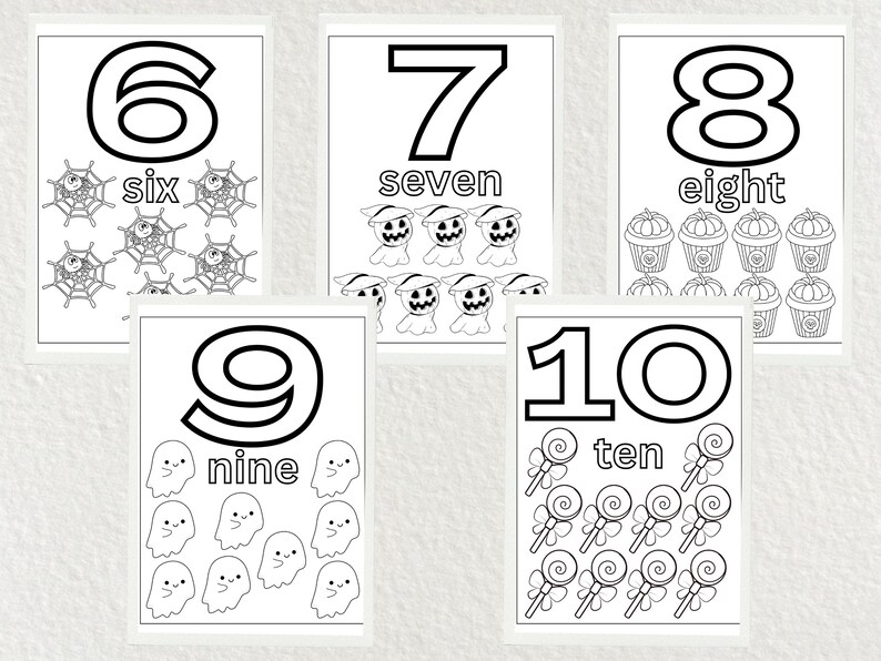 Halloween 1-10 Numbers Printable Coloring Page Worksheets, Number ...