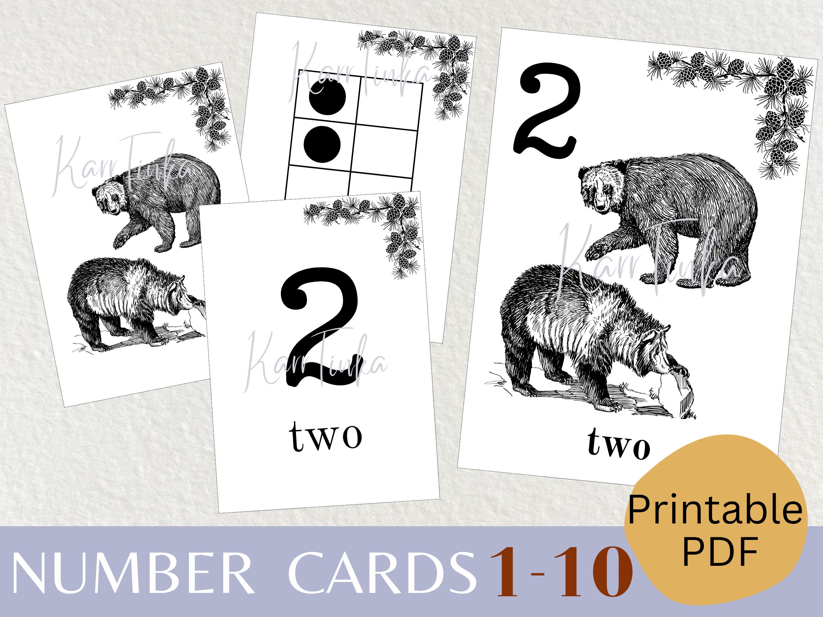Woodland Numbers 1 to 10 Flash Cards Printable, Nature Flashcards ...