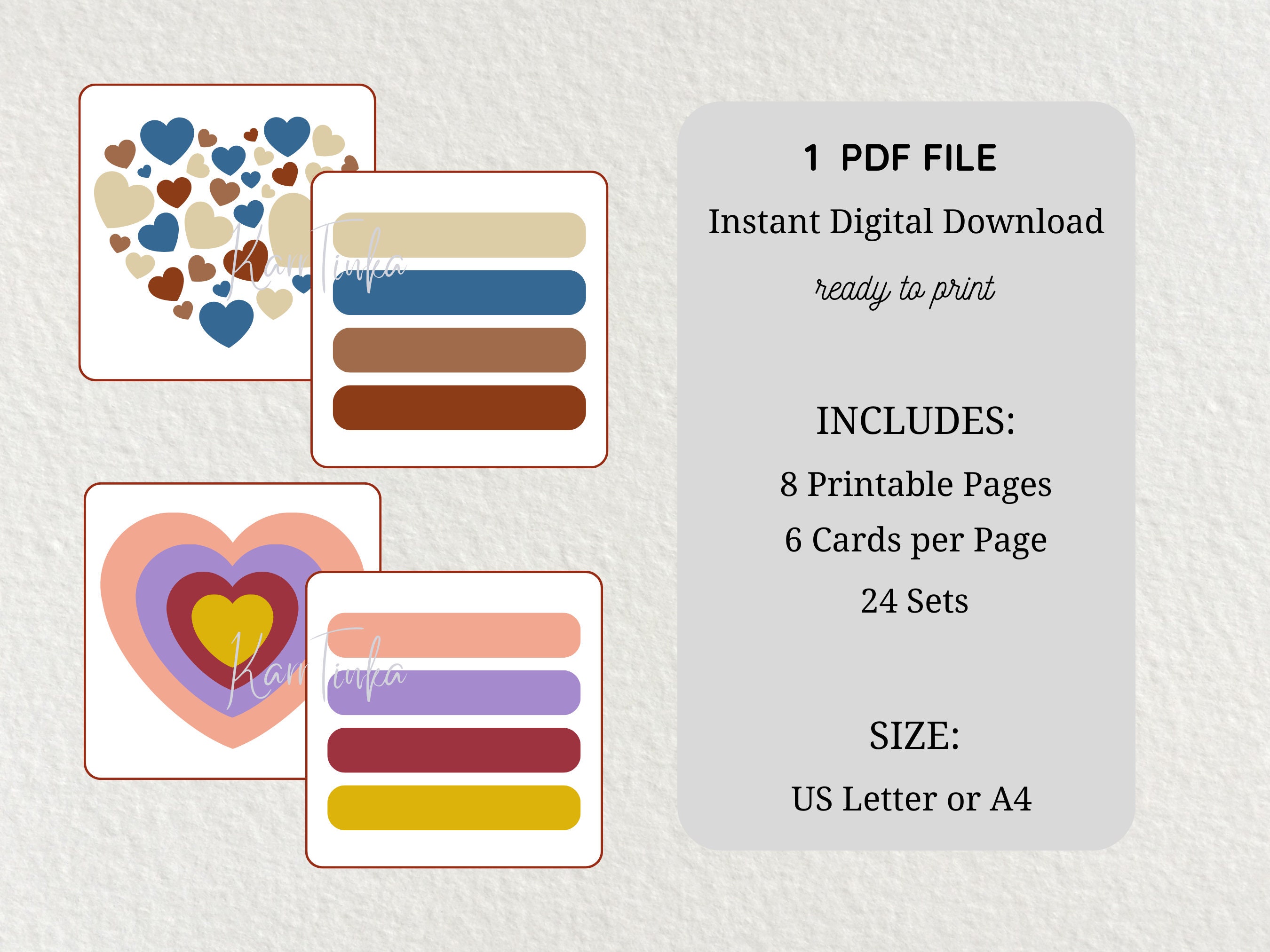 Hearts Colors Matching Cards, Colors Recognition Activity, Preschool ...