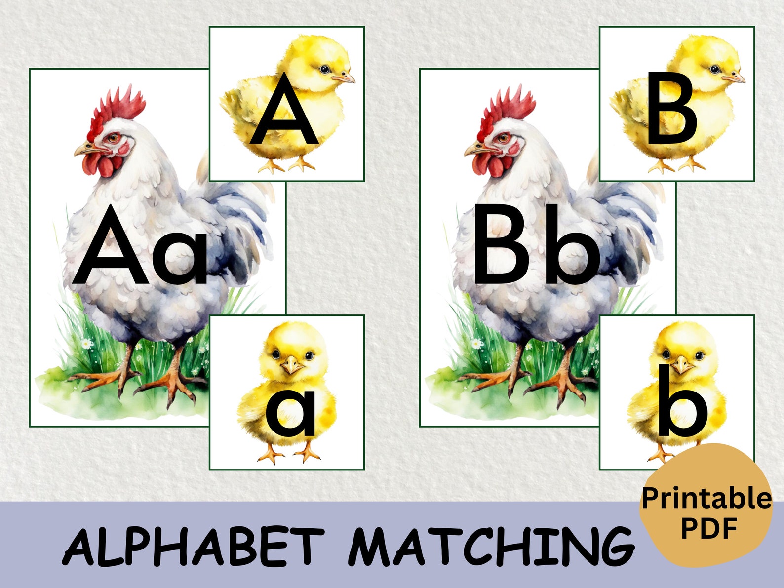 Chicks Letter Matching Cards, Alphabet Recognition Activity, Montessori ...