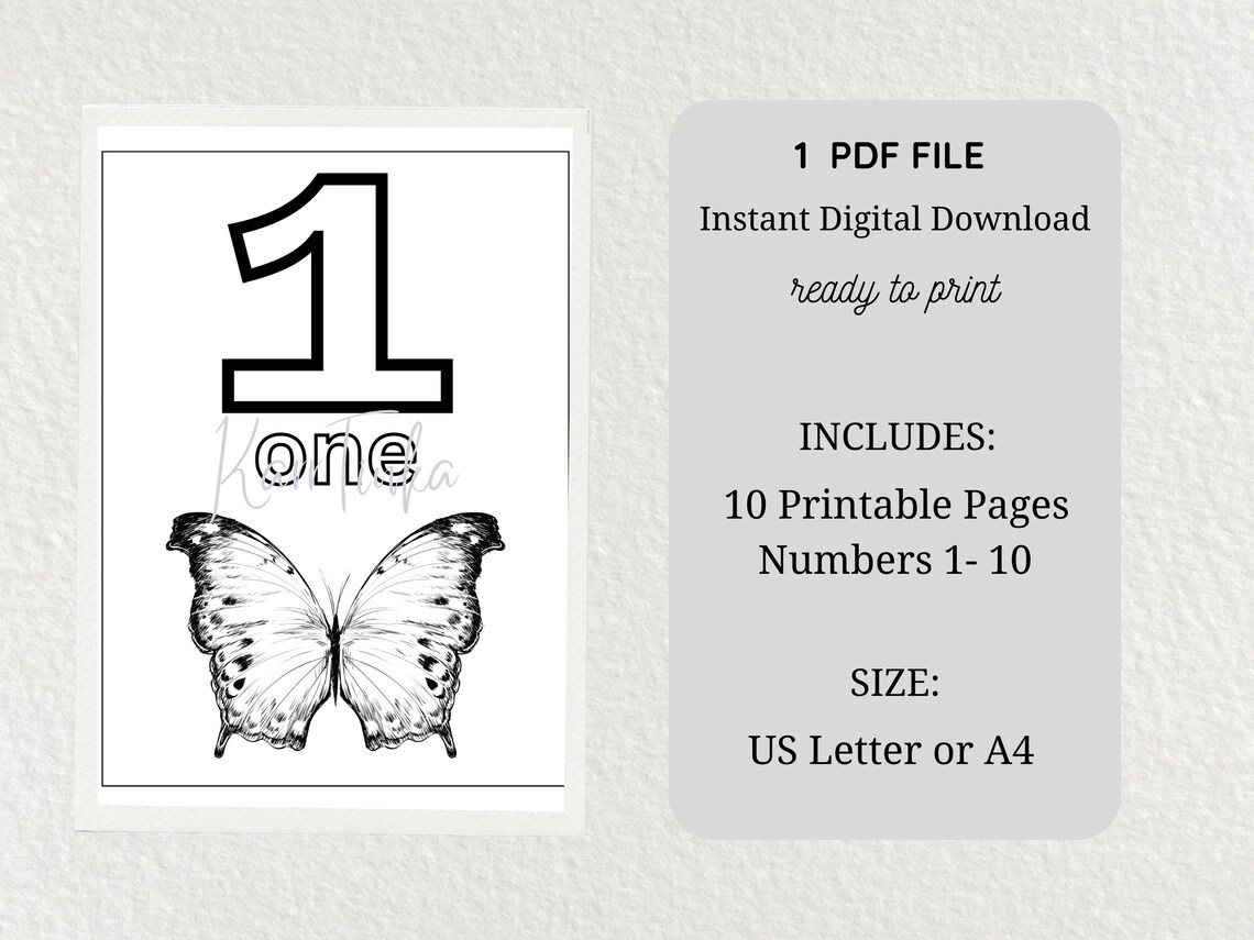 1-10 Numbers Printable Coloring Page Worksheets, Number Coloring Sheets ...