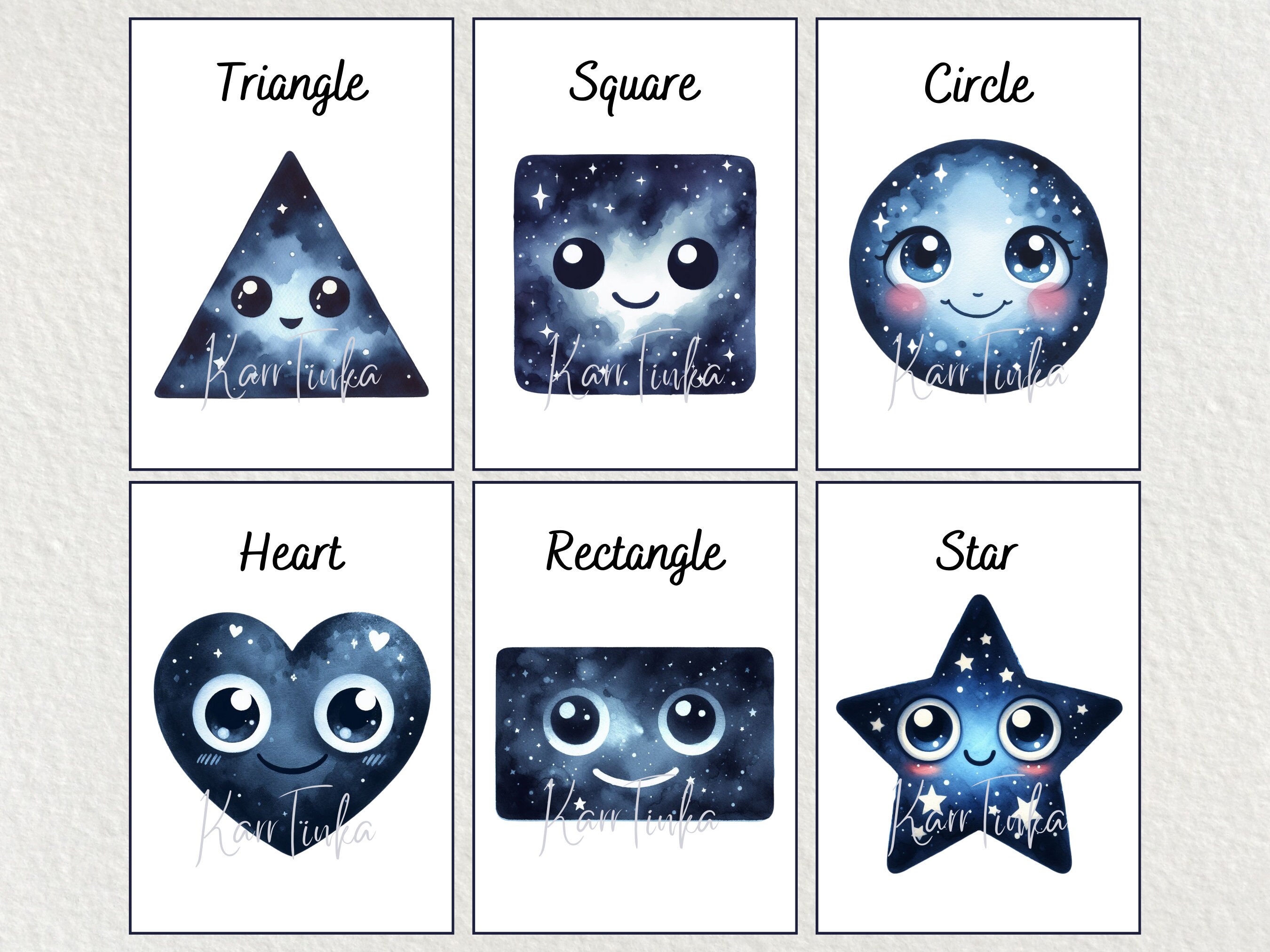 Cute Shapes Flash Cards, Shape Matching Game, Toddler Shape Sorting ...