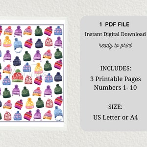 Winter Count and Graph Worksheets, Winter Math Activity, Counting 1-10 ...