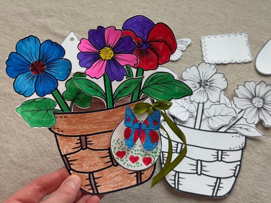Build a Bouquet, Paper Flower Bouquet Craft, Mother's Day, Greetings ...