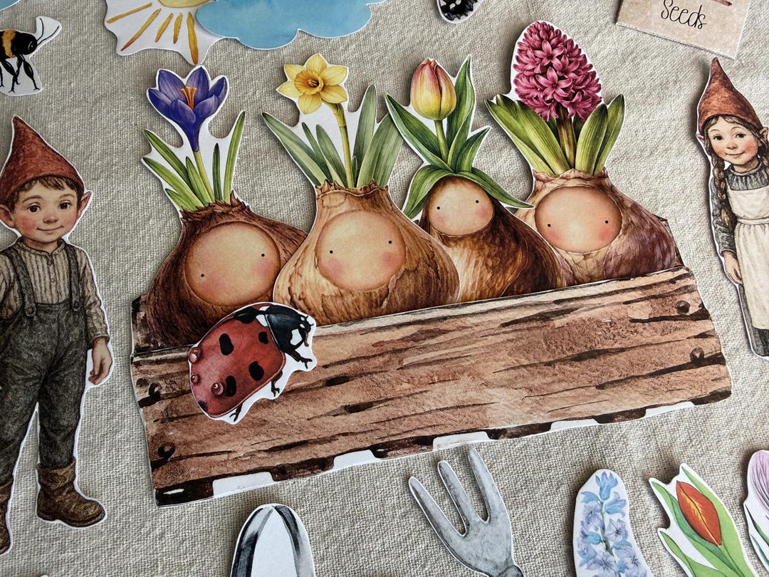 Spring Gardening Flower Bulb Playset, DIY Kids Paper Crafts, Pretend ...