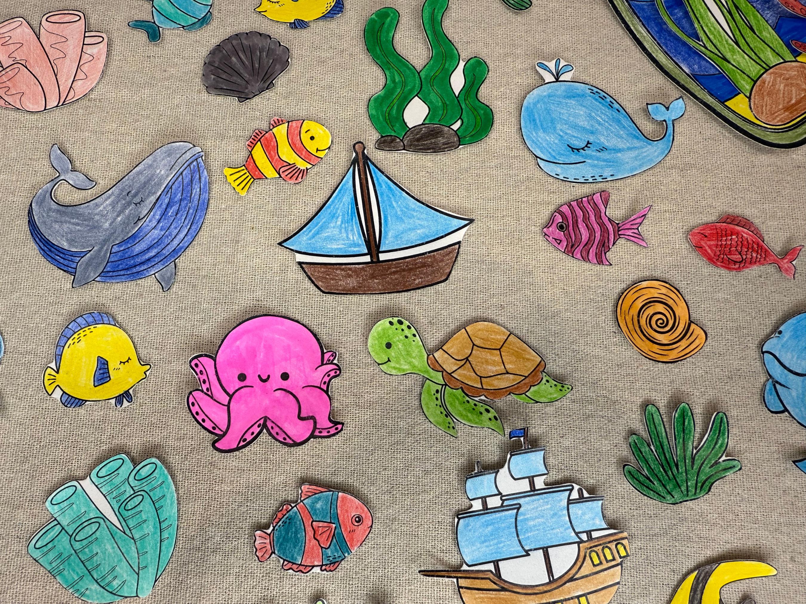 Build an Ocean in a Bottle Coloring, Summer DIY Kids Paper Craft ...