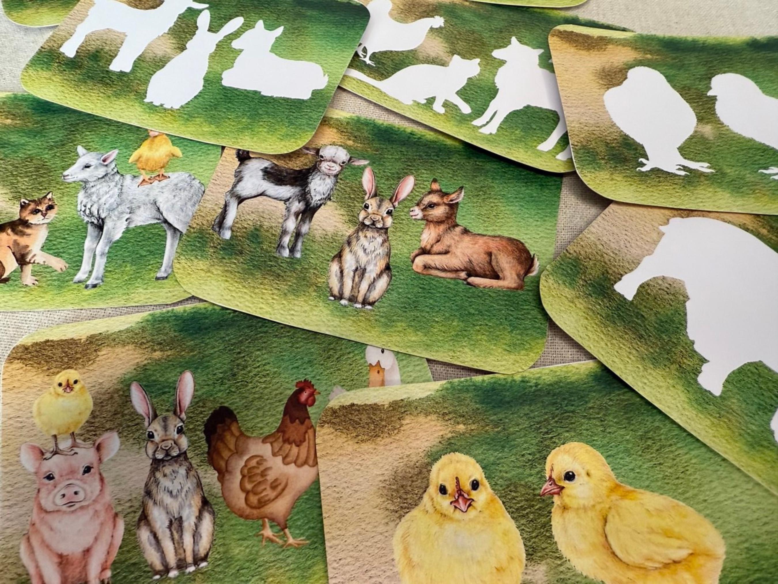 Farm Animals Shadow Matching Cards, Animal Pattern Matching Game ...