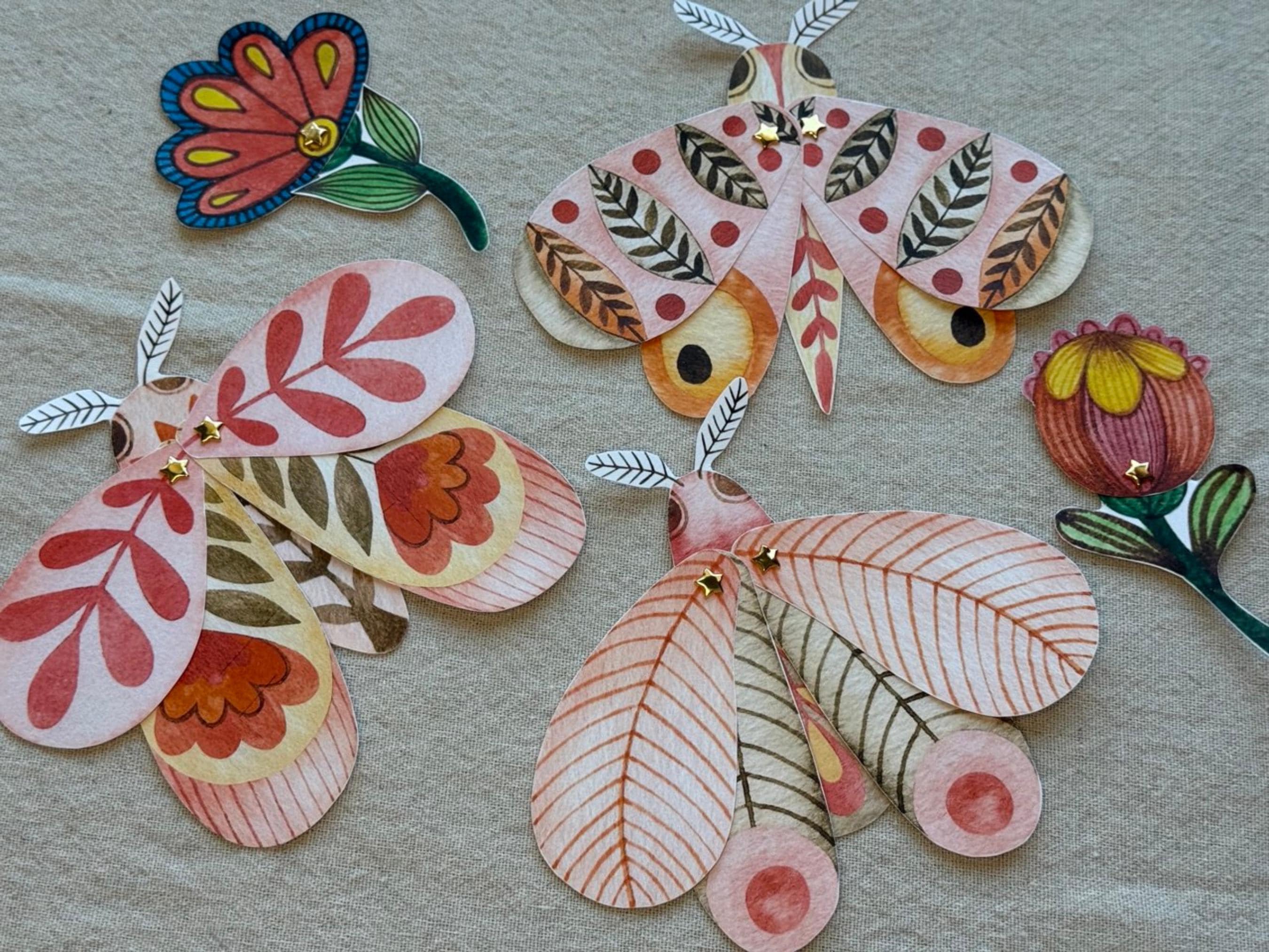 Articulated Moths Paper Dolls, Movable Butterfly Paper Doll, Play Craft ...