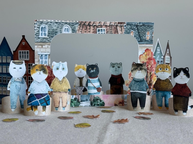 Autumn Puppet Theater, Paper Puppet Theater, Play Craft Toy, DIY Kids ...