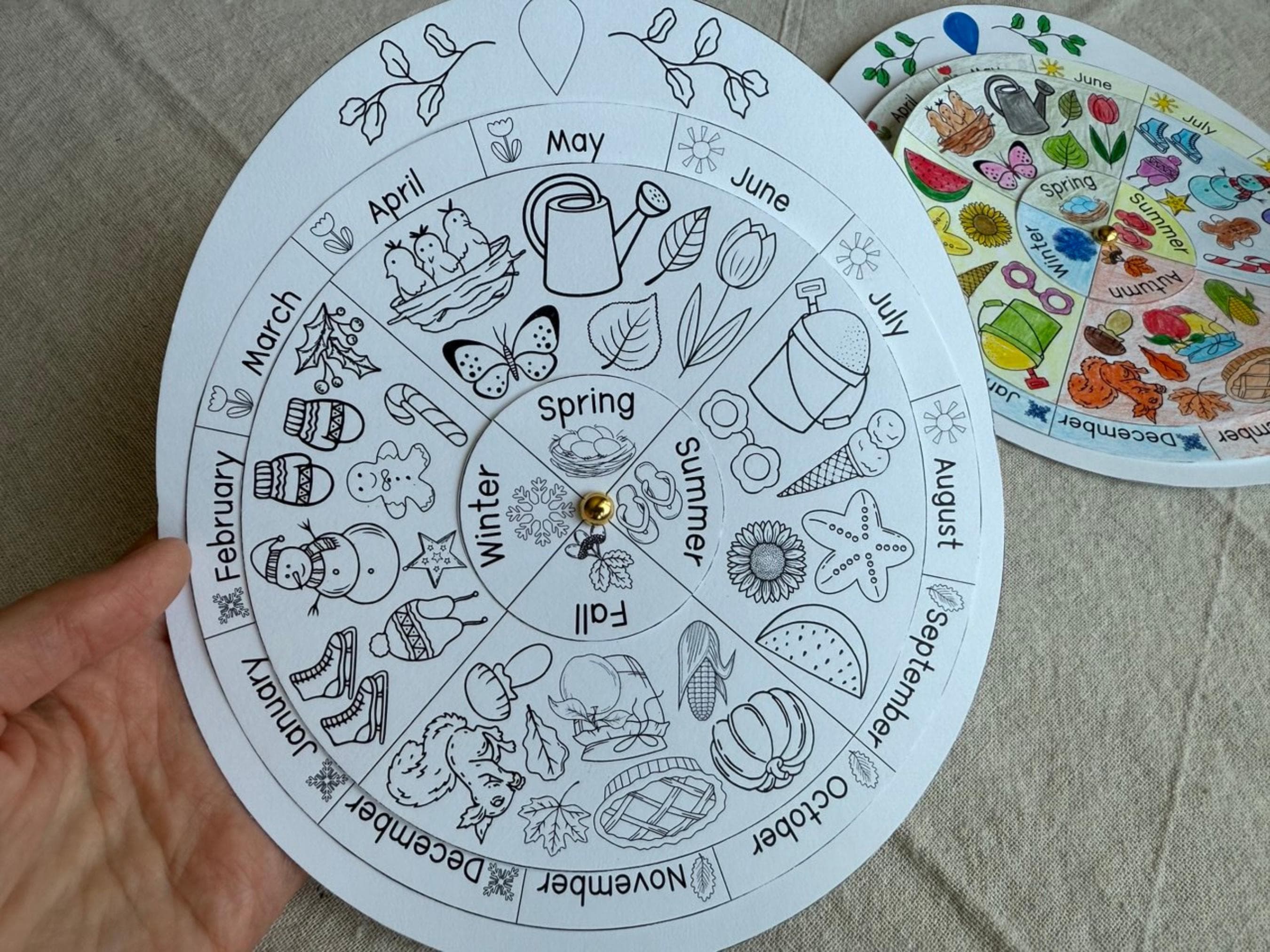 Wheel of the Year Coloring, Season Calendar Wheel, Seasons Wheel ...