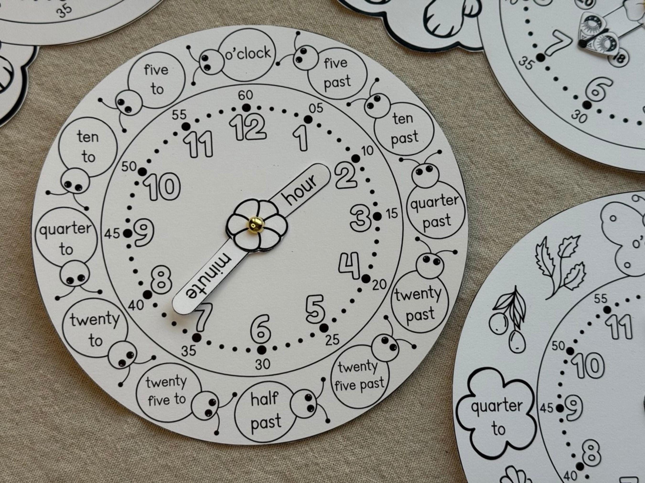Paper Clock Coloring Set, Telling Time, What Time is It, Learn to Tell ...