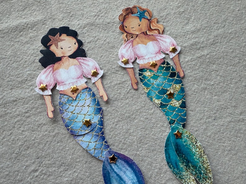 Articulated Mermaid Paper Dolls, Movable Mermaid Paper Doll, Play Craft ...