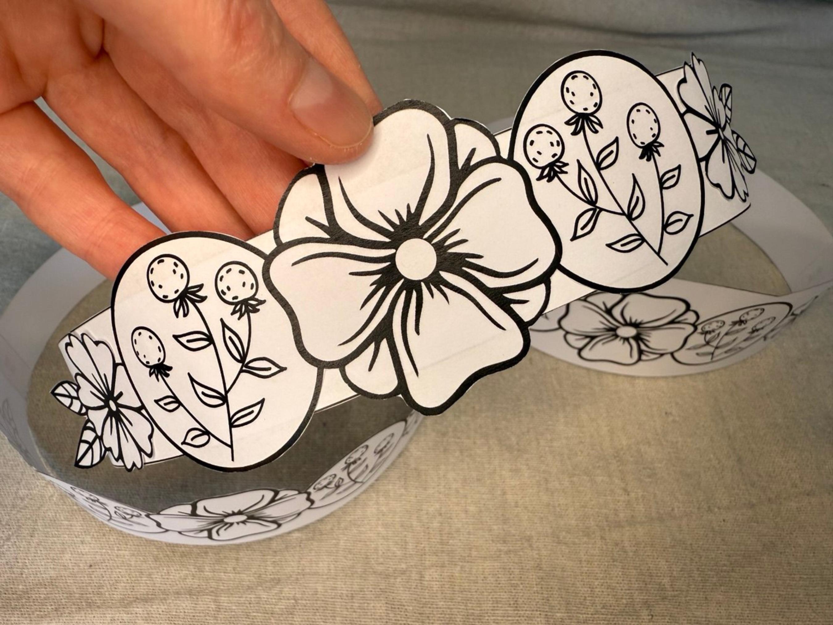 Spring Summer Flower Coloring Paper Crown, DIY Seasonal Paper Crafts ...