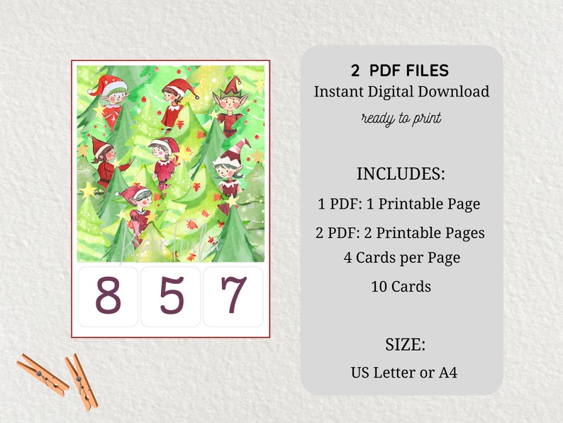 Christmas Count and Clip Cards 1-10, Count and Match, Numbers Learning ...