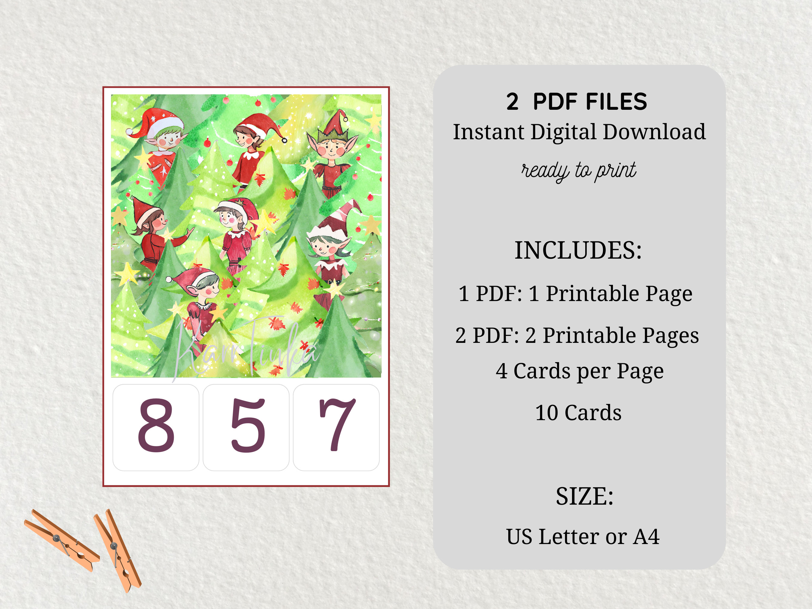 Christmas Count and Clip Cards 1-10, Count and Match, Numbers Learning ...