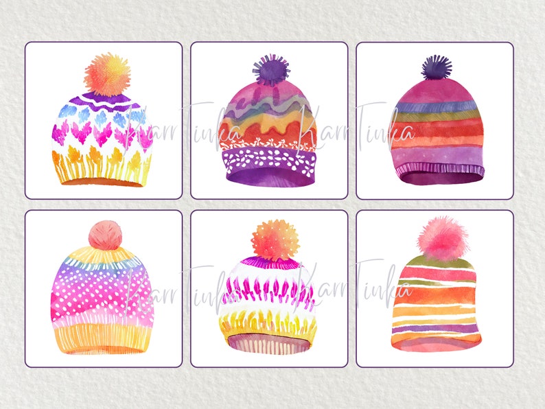 Winter Hats Matching Cards, Toddler Sorting Activity, Preschool ...