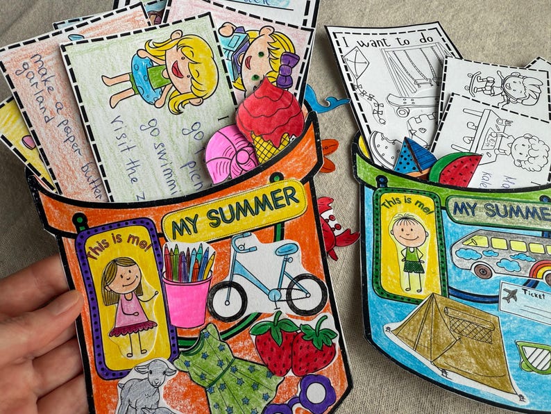 Summer Bucket List Craft, Summer Coloring Play Set, Writing Drawing End ...