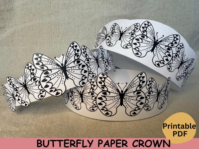 Spring Summer Butterfly Coloring Paper Crown, DIY Seasonal Paper Crafts ...