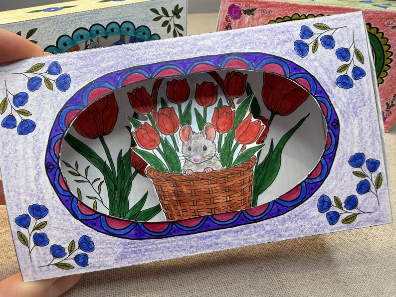 Spring Scene Box Craft, Coloring Diorama, Matchbox, Mini World, Art ...
