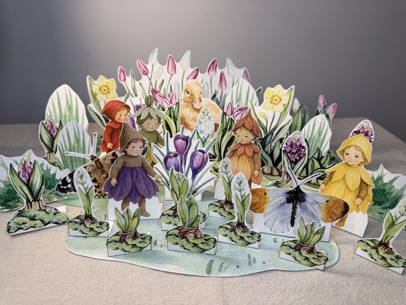 Build a Flower Fairy Garden, Printable Spring Diorama, Play Set, DIY ...