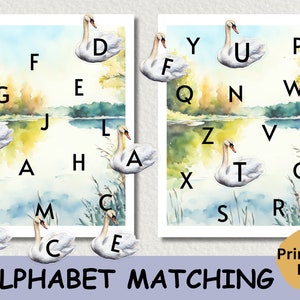 Swan Letter Matching Cards, Alphabet Recognition Activity, Montessori ...